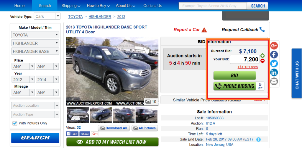 HOW TO USE AUCTION EXPORT CAR PROFILE